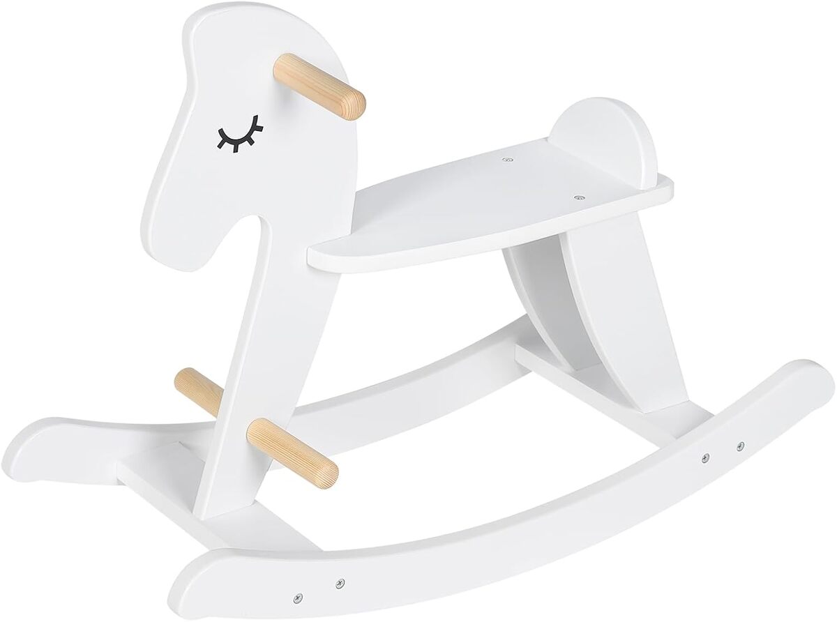 Test : woltu cheval à bascule en bois blanc pour enfants dès 18 mois
