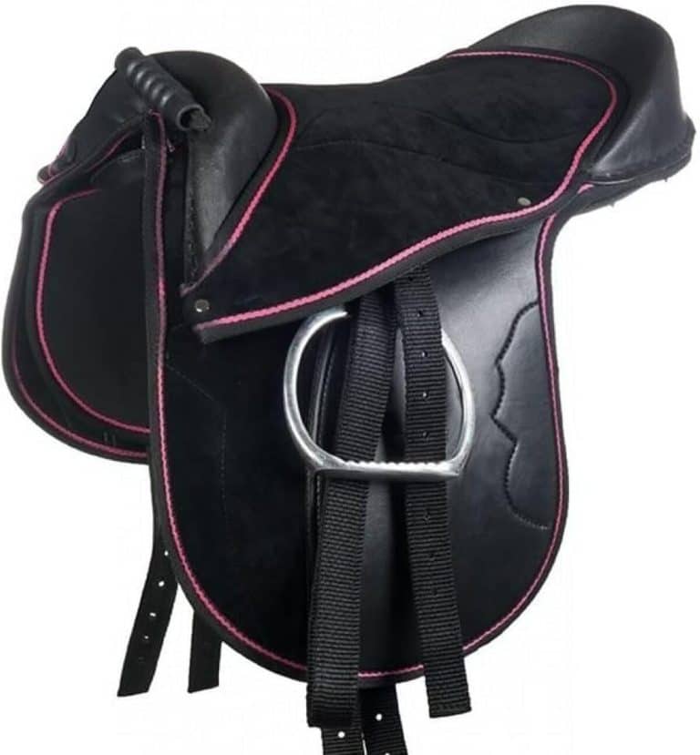 Test du set de selle shetty HKM 9384 : confort et style en noir/rose